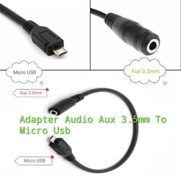 Jual Micro USB B 5 Pin Male To 3-Pole 3.5mm Female Jack Aux Audio ...