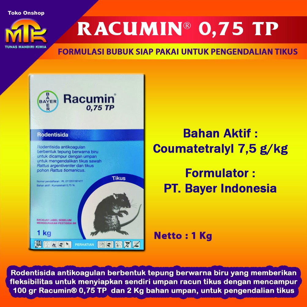 Jual RACUMIN 0,75 TP Bubuk Biang Racun Umpan Pengendalian Hama Tikus ...