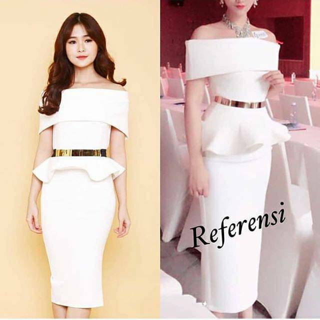 Jual MIDI DRESS SABRINA GAUN PESTA SCUBA PREMIUM MODEL PEPLUM | Shopee ...