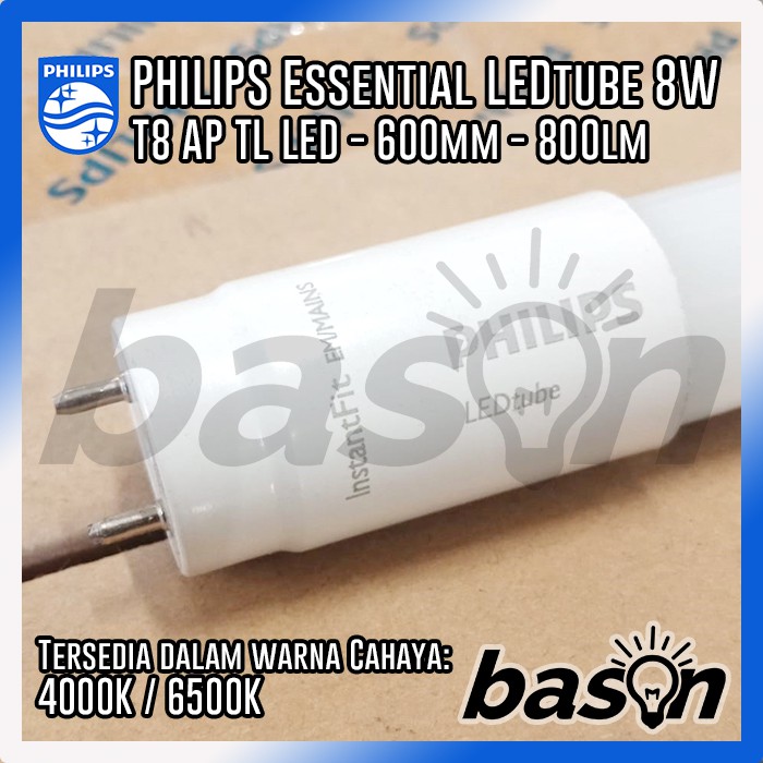 Jual PHILIPS ESSENTIAL LEDtube 8W 600mm T8 AP I G 800lm - TL LED ...