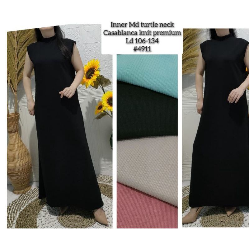 Jual INNER MIDI DRESS TURTLENECK HITAM TIDAK BUSUI ORIGINAL AQUILA BAHAN CASABLANKA KNITE ...