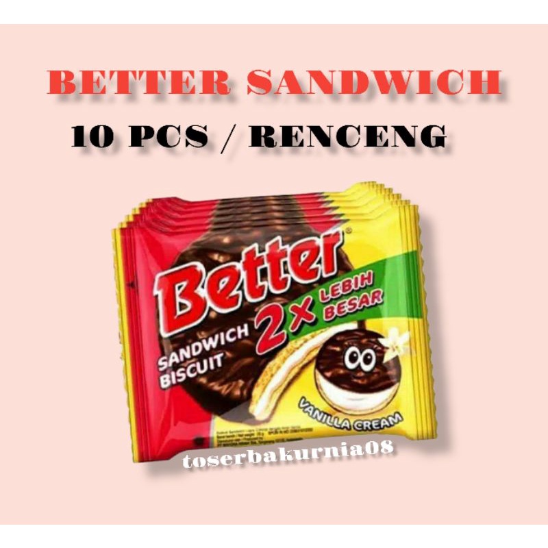 Jual Better Sandwich Biscuit 22 gr| 10 sachet / renceng | Shopee Indonesia