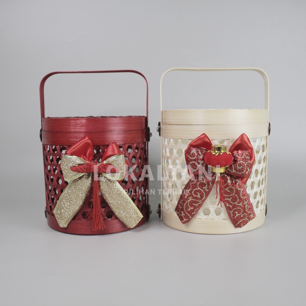Jual Keranjang Parcel Kue Kering Imlek CNY/ Rantang Bambu Imlek Isi 2 ...