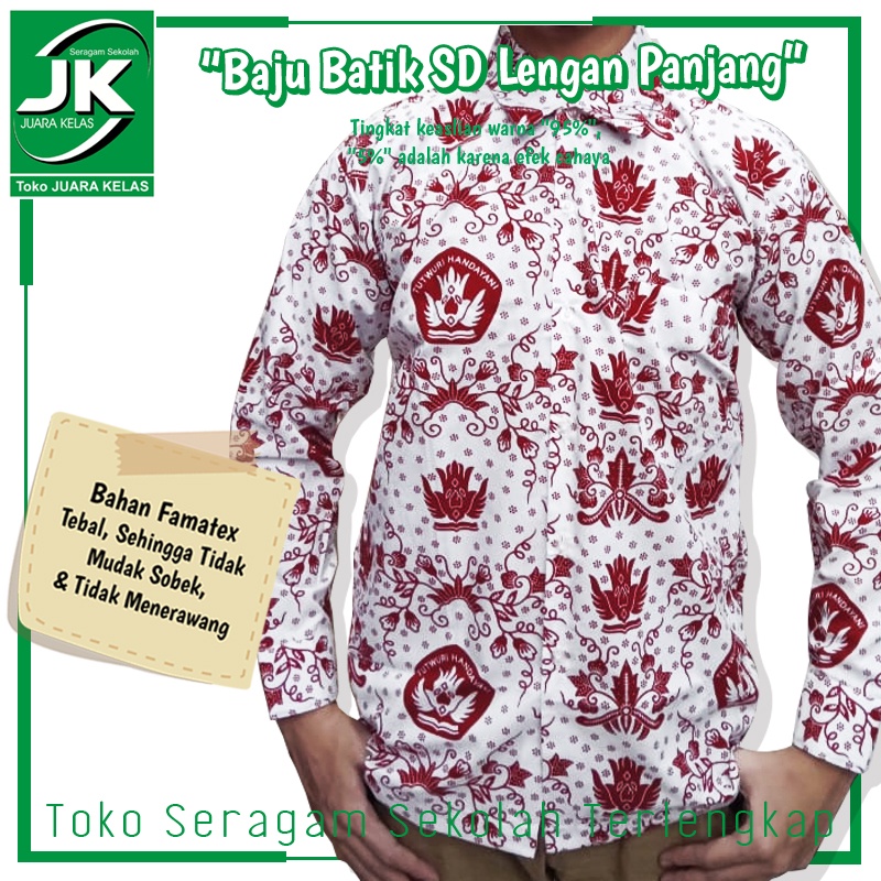 Jual [JK] Baju Batik SD Lengan panjang - Baju Seragam Sekolah Batik ...