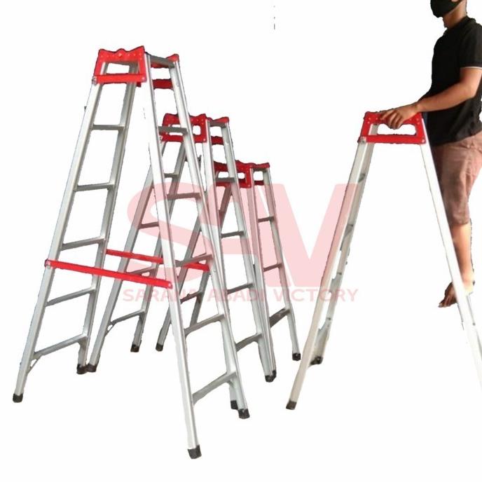 Jual Tangga lipat aluminium ukuran 1.5 meter bisa jd 3 meter ( dua ...