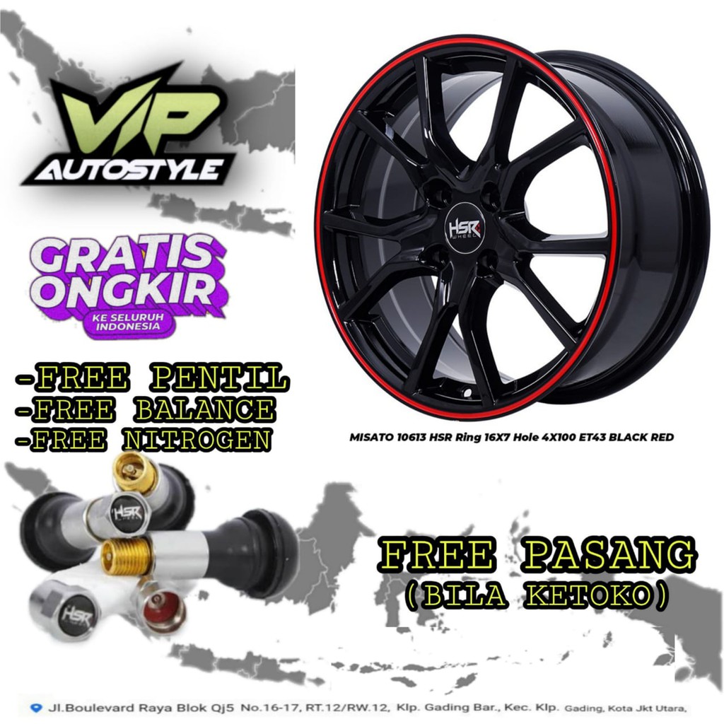 Jual Velg Mobil Sigra Brio Freed Mobilio R16 HSR MISATO Lebar 7 Black ...