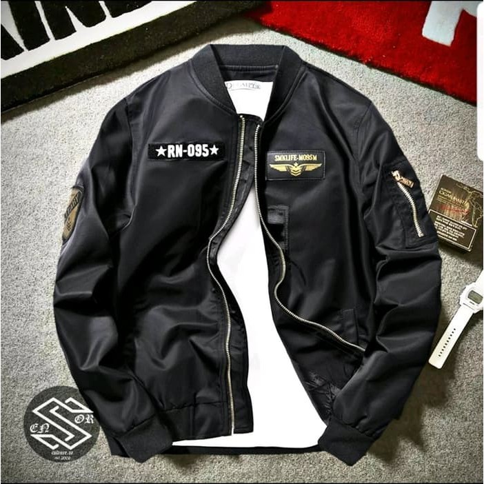 Jual Jaket Bomber Militer Black | Shopee Indonesia