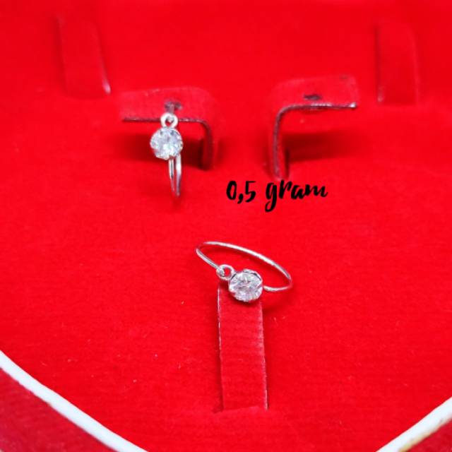 Jual Anting kenip bayi& anak mata putih perak 925 lapis emas putih | Shopee Indonesia