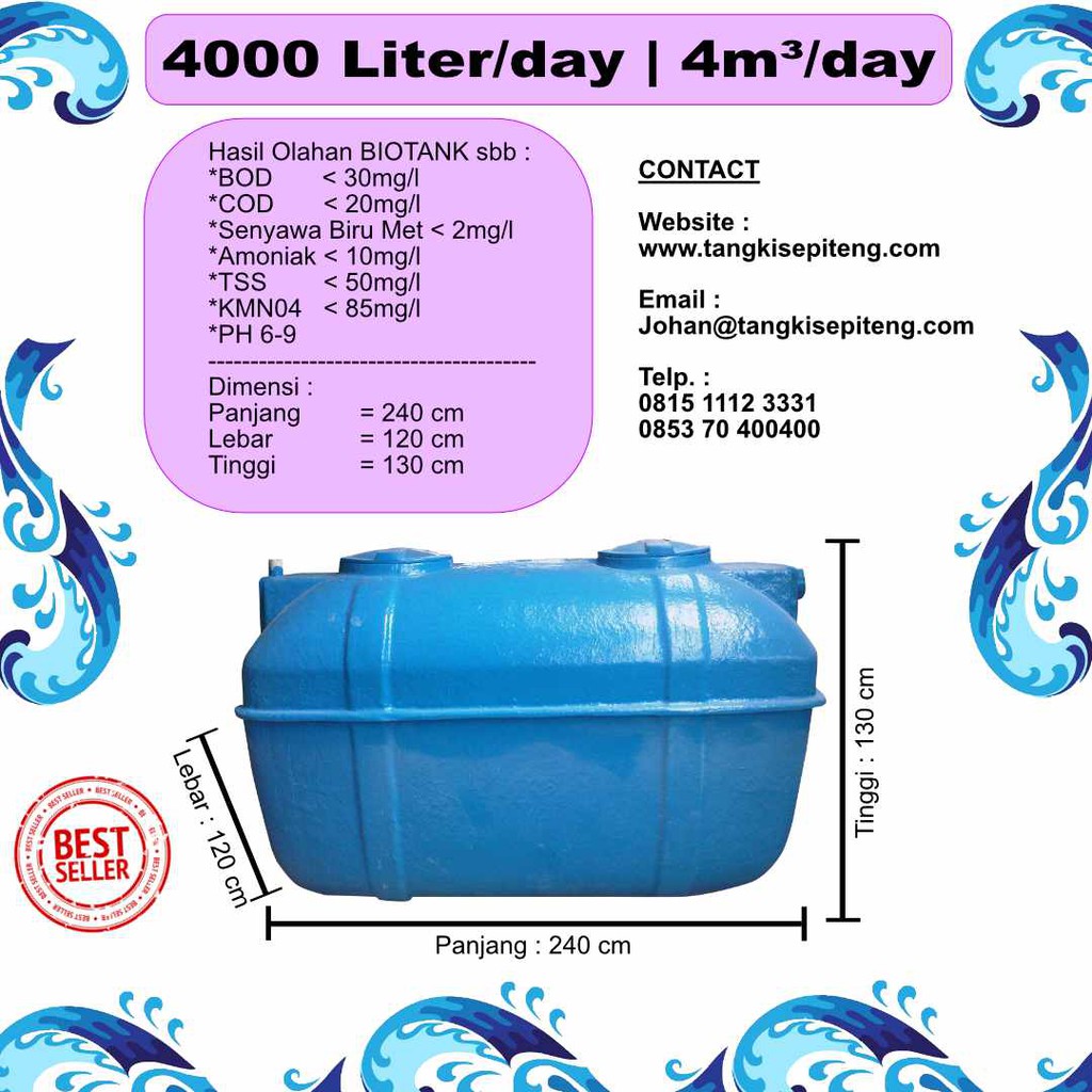 Jual BIOTECH Septic Tank 4000 Liter | 4 m3 | IPAL | Shopee Indonesia