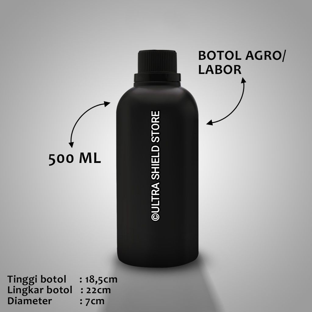 Jual Botol Kemasan Bulat 500ml Hitam Agro Labor Tutup Dalam HDPE Kimia Pupuk Sabun Deterjen dll ...