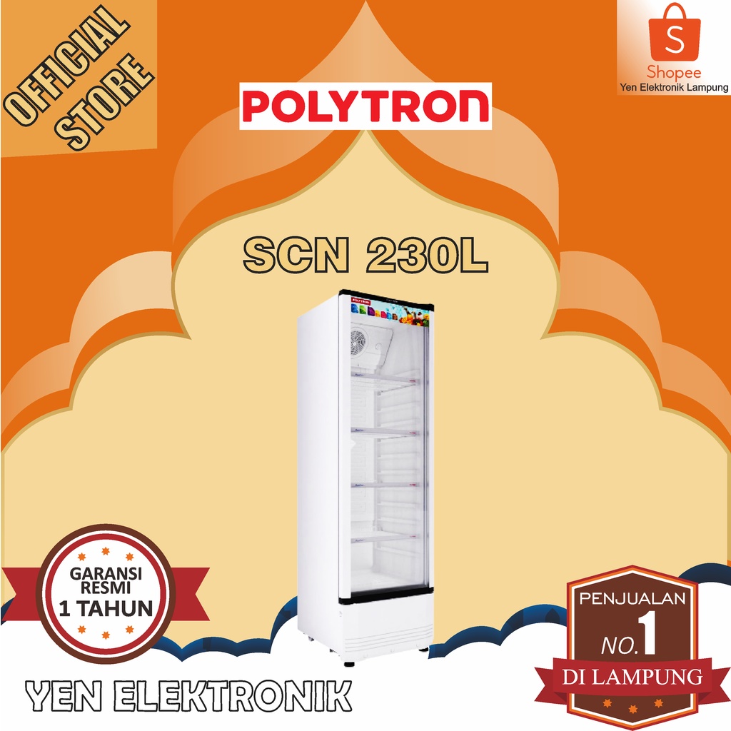 Jual Showcase POLYTRON SCN 230 L - 4 Rak Display Cooler Kulkas Low Watt ...