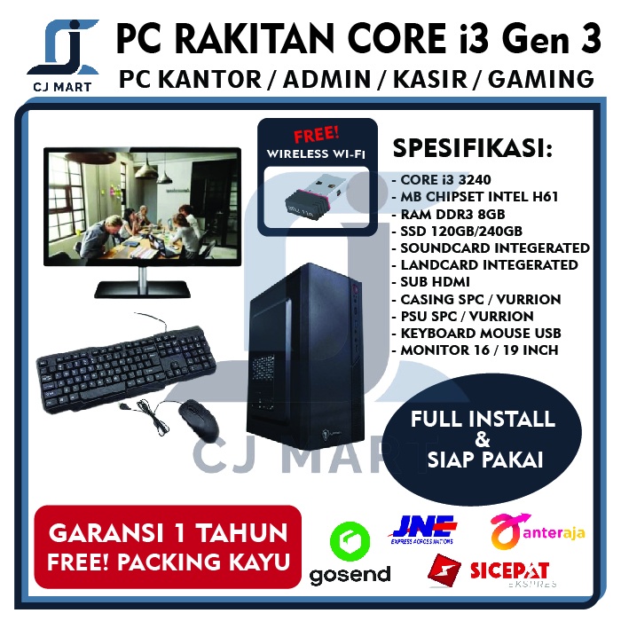 Jual PC RAKITAN CORE I3 GEN 3 / SSD / PC KERJA KANTOR ADMIN SEKOLAH ZOOM | Shopee Indonesia