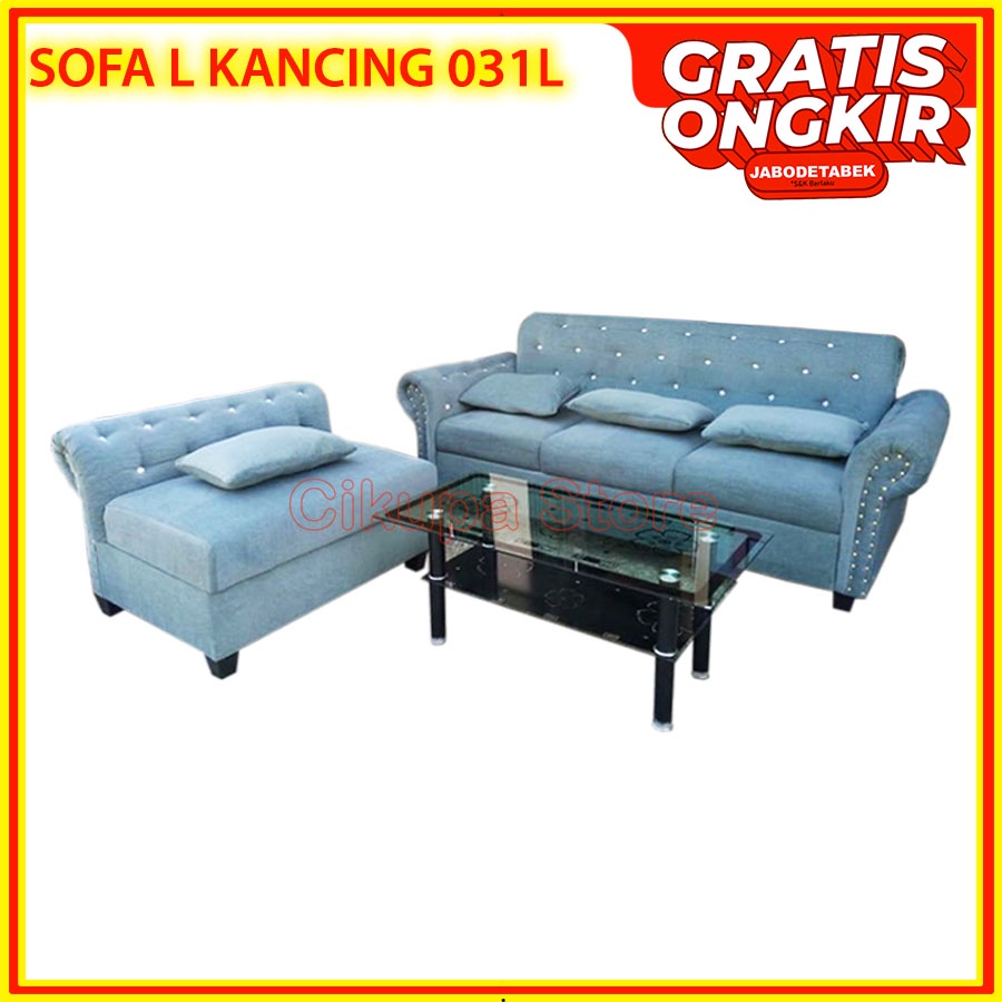 Jual SOFA L KANCING 031L + MEJA ORIGINAL BERGARANSI (Sofa Sudut, Sofa ...