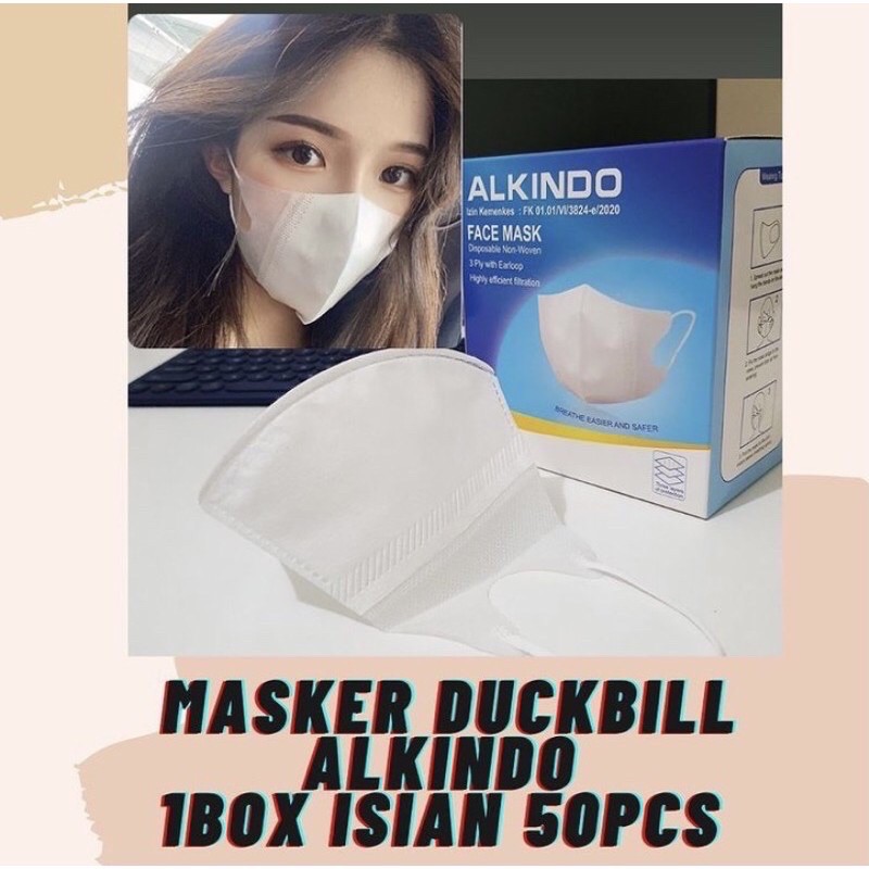Jual MASKER DUCKBILL MERK ALKINDO 3PLY TERMURAH / EARLOOP MASK DUCK ...