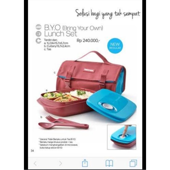 Jual tupperware bring your own lunch - kotak bekal makanan - wadah ...
