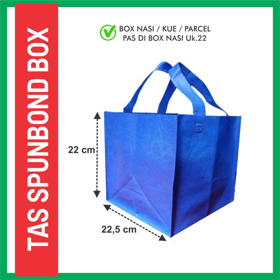 Jual tas spunbond nasi kotak box 22x22 Tas Kain Kotak Nasi tas kue polos - goodie bag tas besek ...