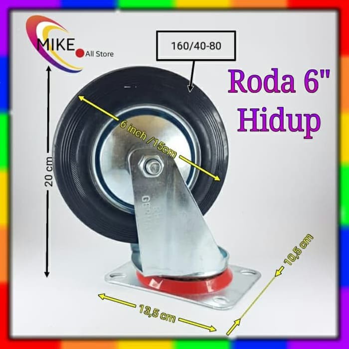 Jual Roda Troli 6inch Hidup roda karet 6inchi roda 6 inch gerobak ...