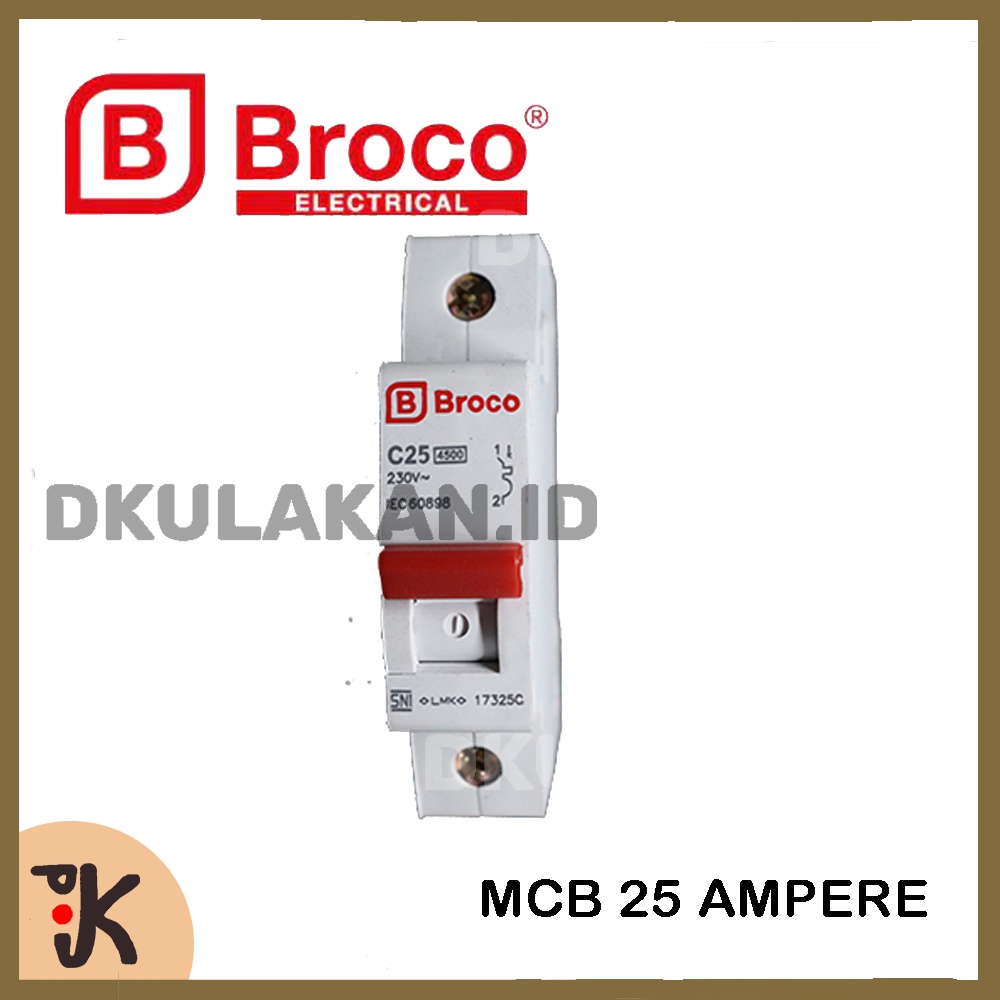 Jual BROCO MCB 1 PHASE 25A 17325C MINIATURE CIRCUIT BREAKER 1P C25 | Shopee Indonesia