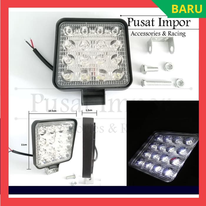 Jual Lampu LED Mobil 12 Volt Kotak 48 Watt 16 Titik Lampu Sorot LED ...