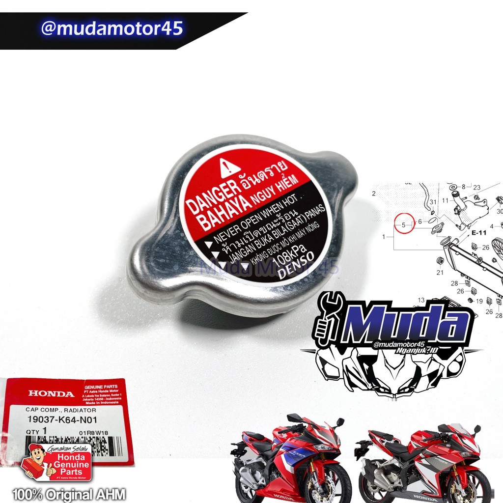 Jual TUTUP RADIATOR CBR250RR ATAS 19037-K64-N01 CAP COMP ALL NEW CBR ...