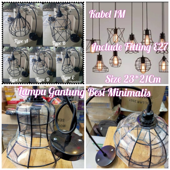 Jual Lampu Gantung Besi Hias Dekorasi Minimalis Modern Komplit Set ...