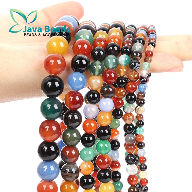 Jual Bahan Gelang Manik Batu Alam Mix Agate Colourful | Shopee Indonesia