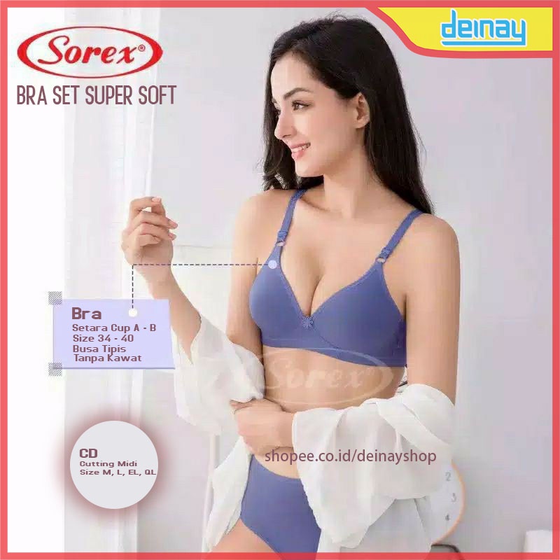 Jual Sorex Bra Set Super Soft Busa Tipis Tanpa Kawat (Bra + CD) KD89 ...