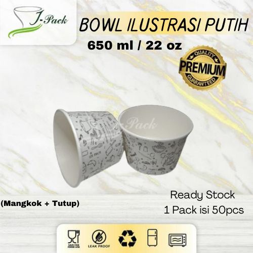 Jual Paper Bowl 800ml Motif Oriental / Rice Bowl / BOWL+TUTUP - per 50 ...