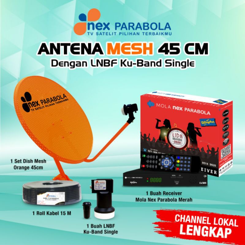Jual Paket Nex Parabola Merah/kuning/hitam/putih plus dish 45cm ...