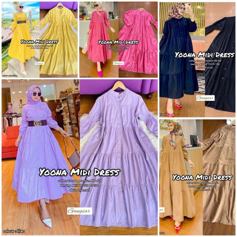 Jual YOONA MIDI DRESS ORIGINAL BY GANGSAR | Shopee Indonesia