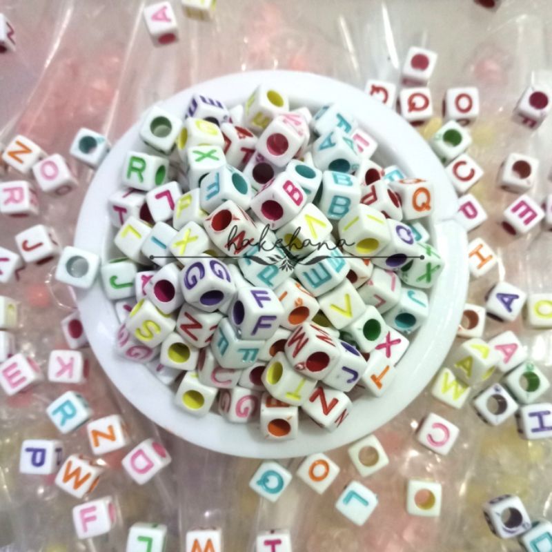 Jual 20gram Manik Huruf/Manik Alfabet Putih Kotak | Shopee Indonesia