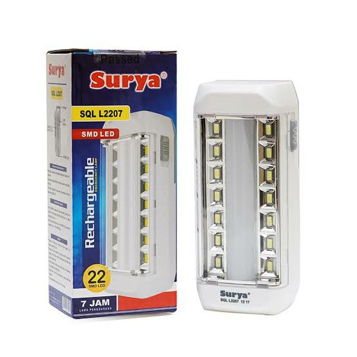 Jual Lampu Emergency SURYA SQL L2207 LED Portable Senter Rechargeable Charger Cas Darurat ...