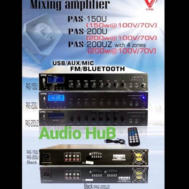 Jual AMPLIFIER VPK PAS 200UZ AMPLI VPK PAS200UZ PAS 200 UZ 4 ZONES 4 ...