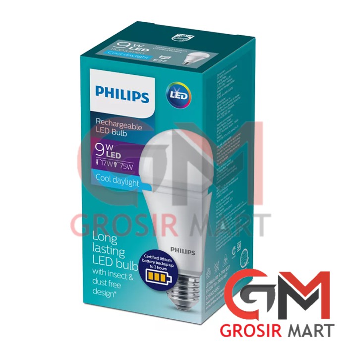 Jual Philips EMERGENCY LED Bulb 9W Putih (Lampu Emergensi Rechargeable Battery Cas 9 W Watt ...