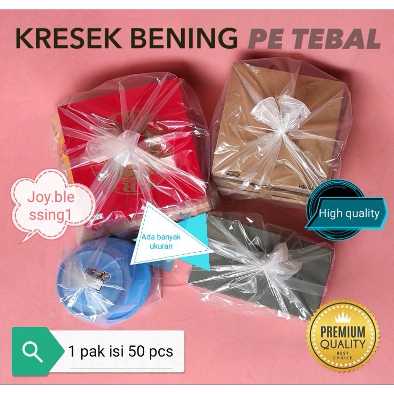 Jual (1 pak isi 50 pcs) KRESEK BENING KOTAK TEBAL untuk box kue roti ...