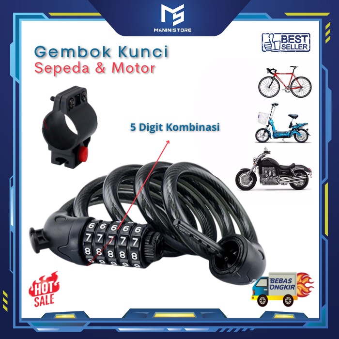 Jual Kunci Gembok Motor Helm Sepeda Listrik Anti Maling Kunci Ban ...