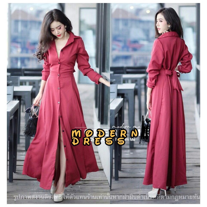 Jual [Dress modern red RO] dress wanita twiscont merah Bayar di Tempat ...