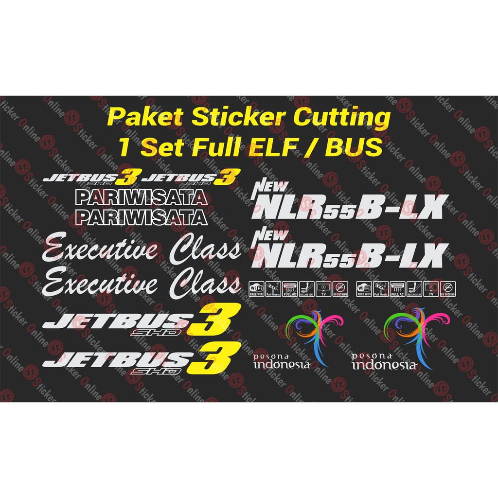 Jual Sticker Stiker ELF BUS EXECUTIVE CLASS PARIWISATA NLR55 1 Set Full ...