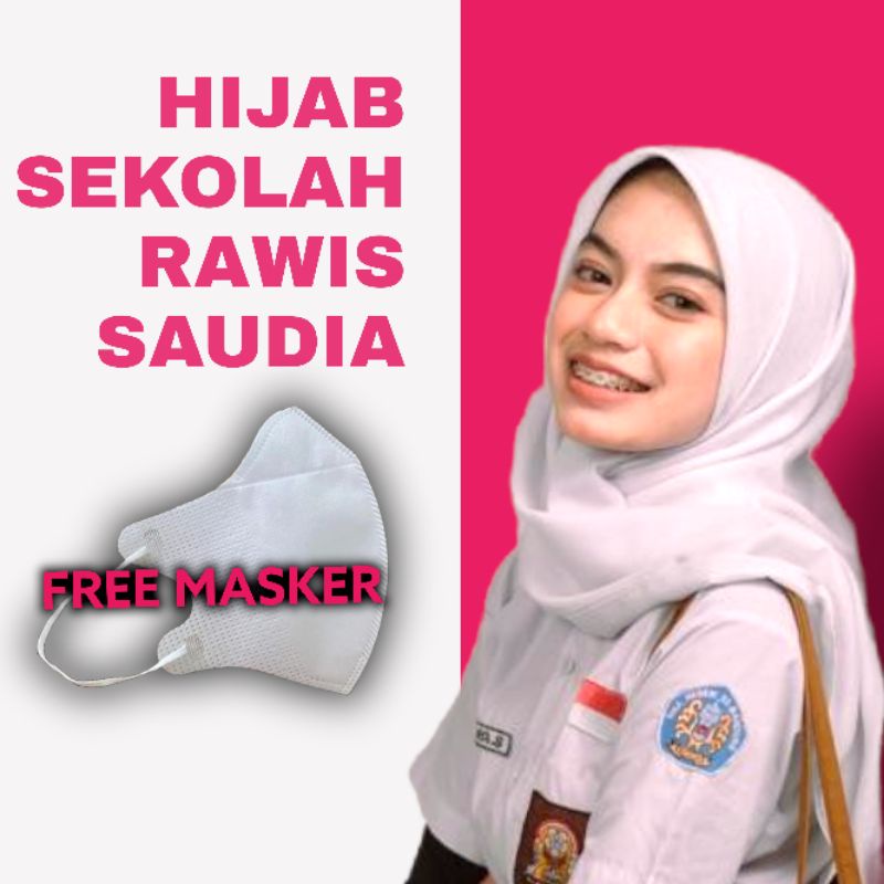 Jual hijab sekolah segi empat putih saudia kerudung sekolah smp jilbab ...