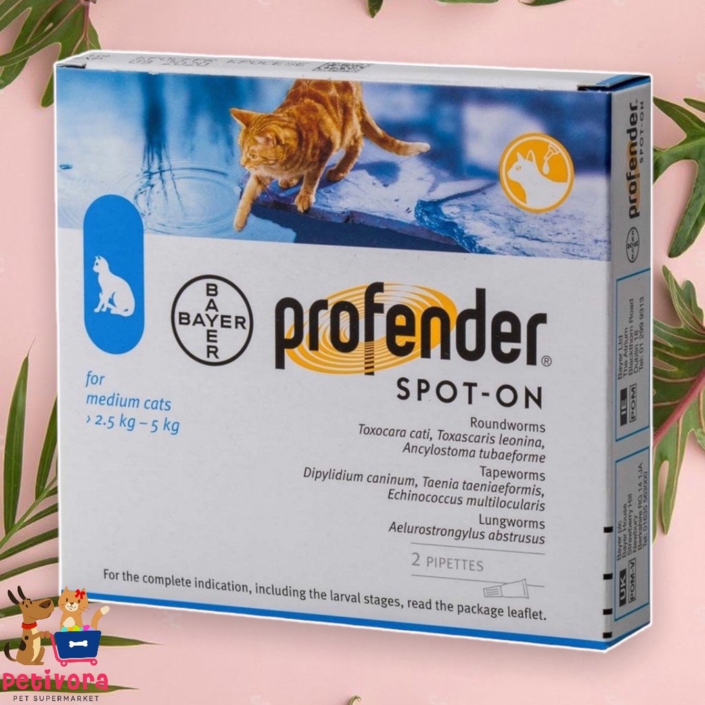 Jual Profender Medium Cats 2,5-5kg Obat Cacing Tetes Kucing Harga per ...