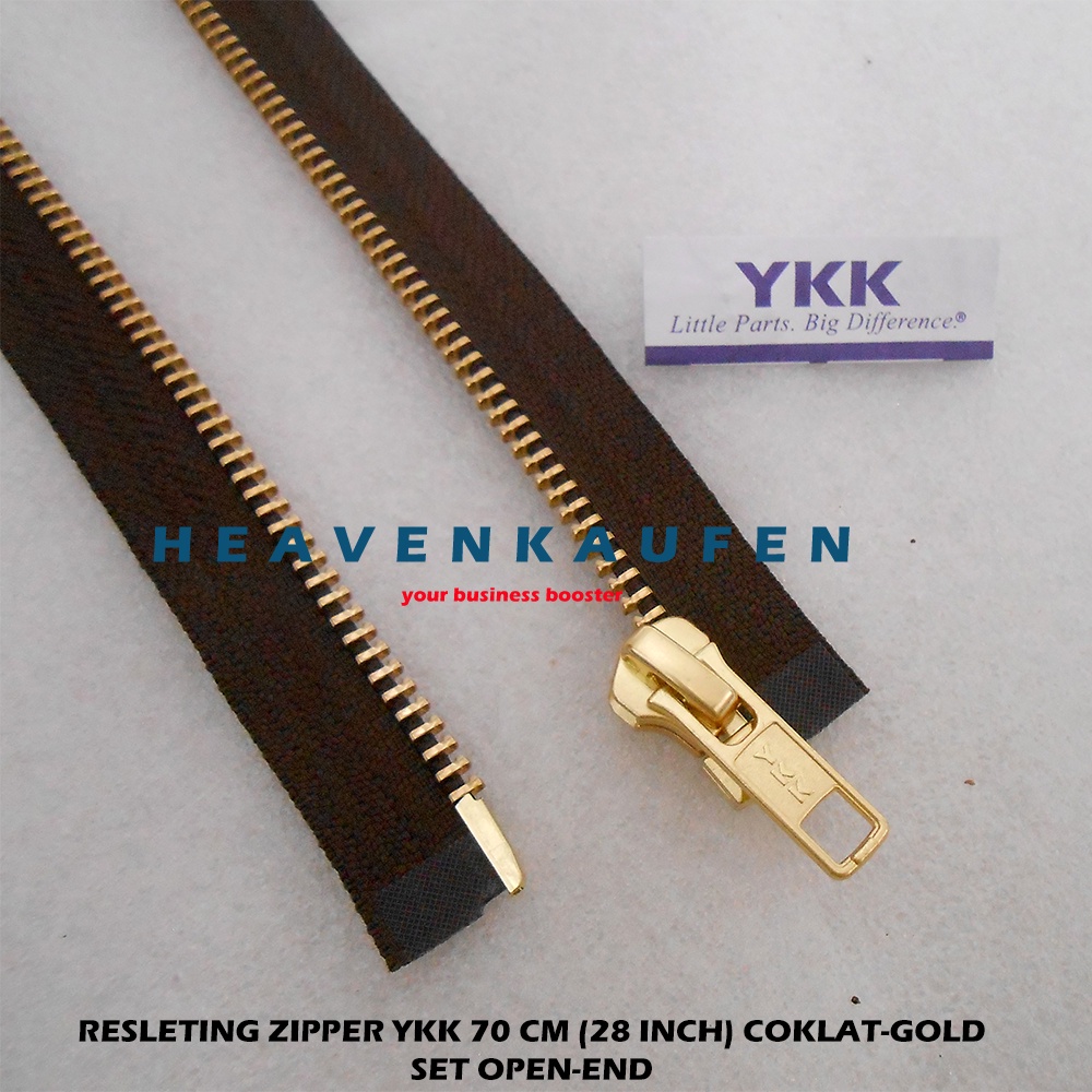 Jual Resleting Zipper Jaket YKK 70 cm Atau 28 inch Type Gigi Besi Warna Coklat - Gold Emas Set ...