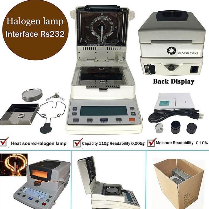 Jual Ss Halogen Moisture Analyzer 110G/5Mg Meter Monitor Mh105Mw Tester ...