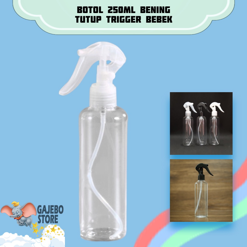 Jual GAJEBO - GROSIR BOTOL PLASTIK 250ML BENING TUTUP TRIGGER BAHAN TEBAL / BOTOL ISI ULANG ...
