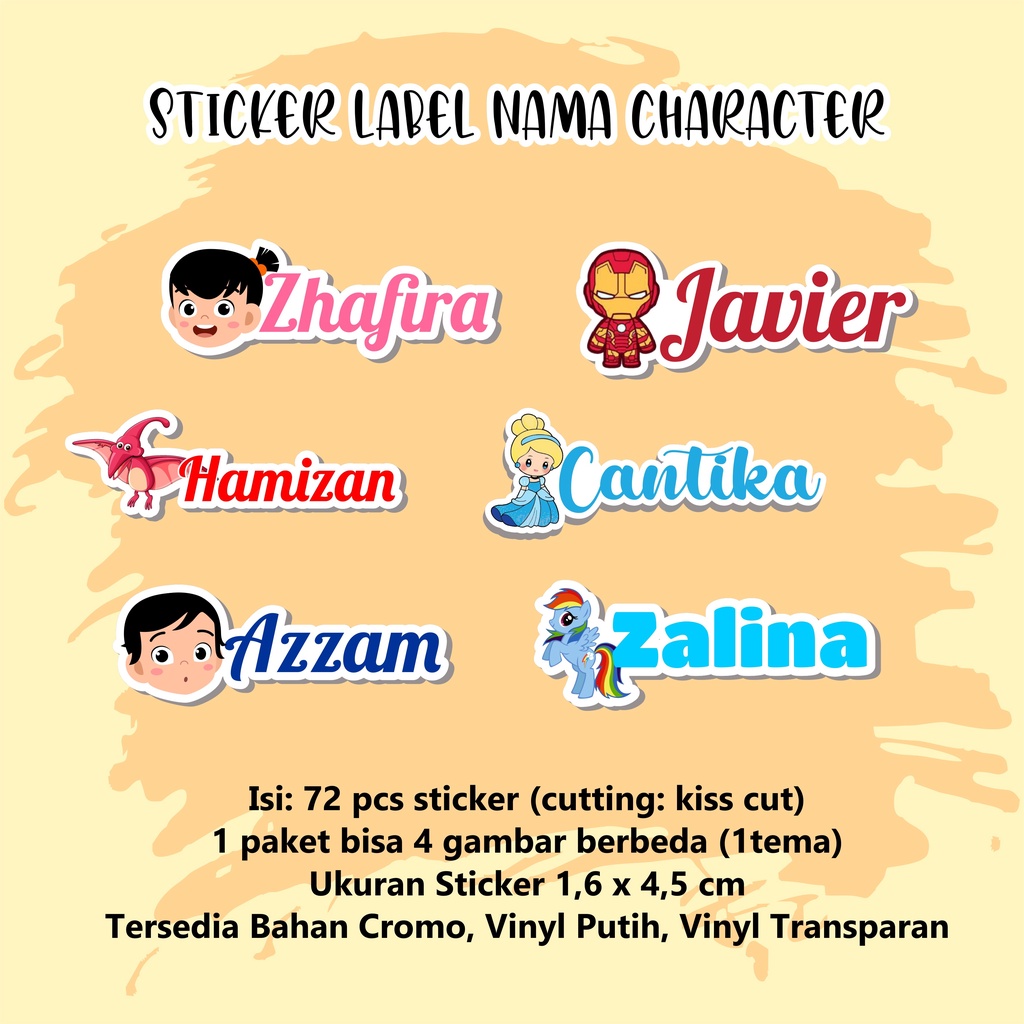 Jual Sticker Label Nama Character 72 Pcs | Shopee Indonesia