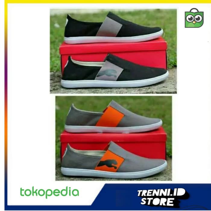 Jual Dijual Sepatu Slop Puma Slip on Hitam Abu Premium size 39 - 43 ...