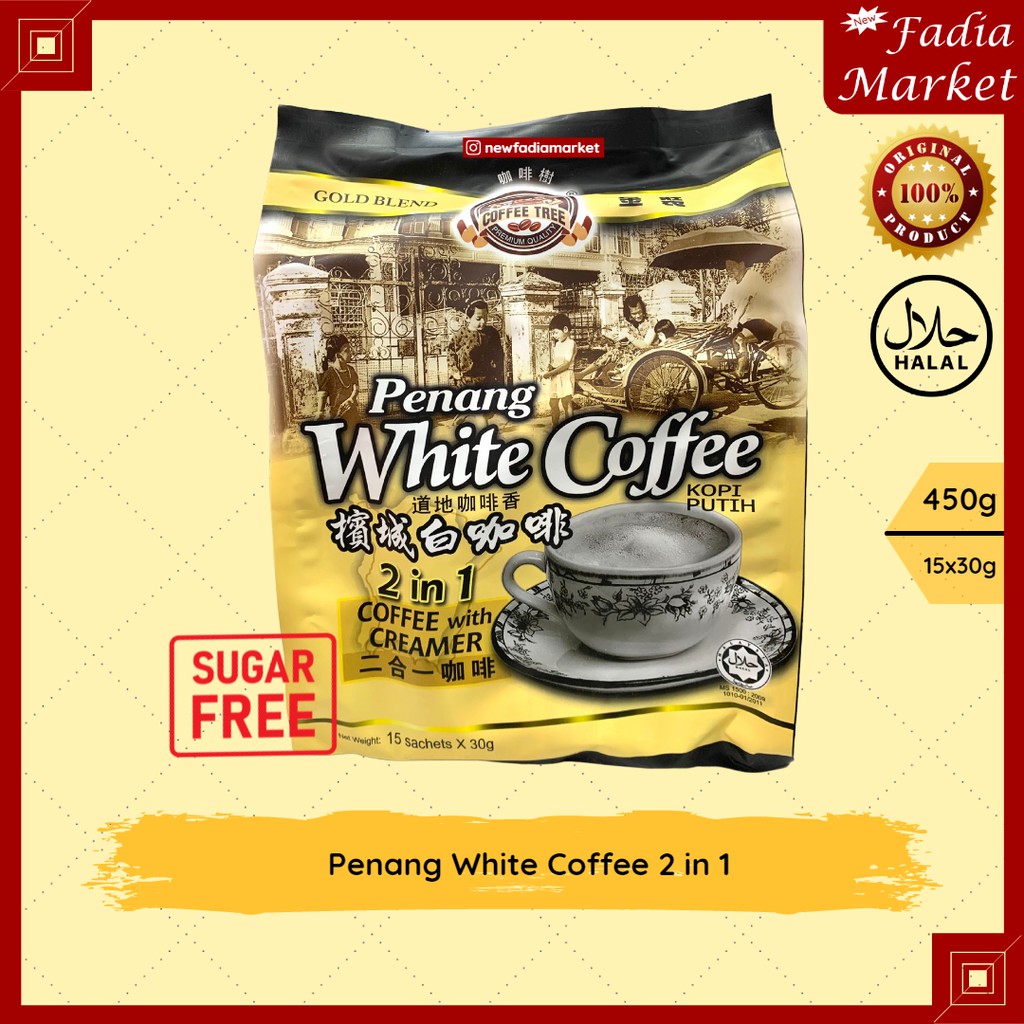 Jual Coffee Tree Penang White Coffee 2 in 1 (Kopi + Krimer, Tanpa Gula) 15x30g | Shopee Indonesia