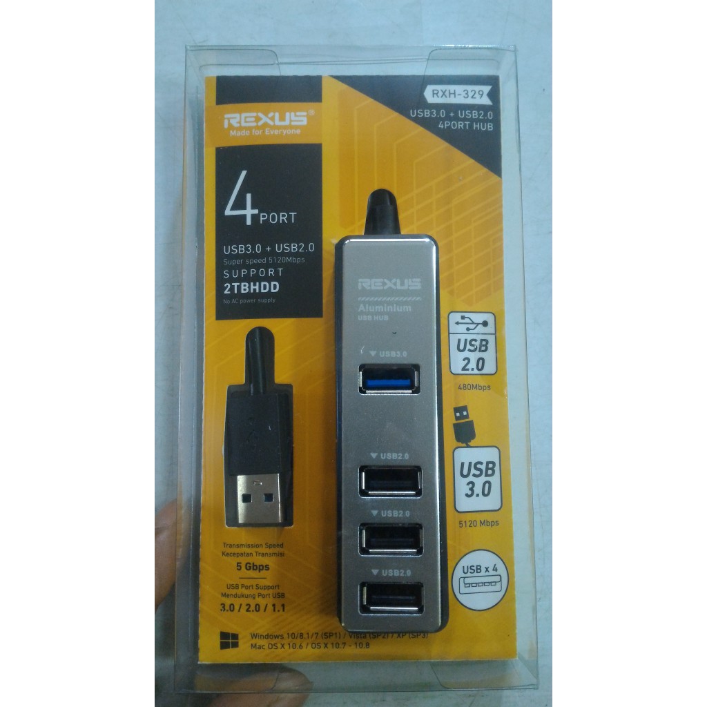 Jual USB HUB Rexus 4 Port RXH-329 USB 3.0+USB 2.0 | Shopee Indonesia