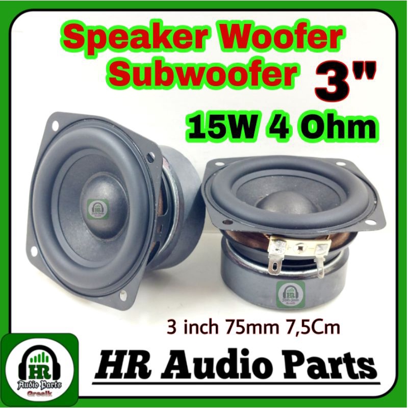Jual Speaker 3" Inch 15W 4R Woofer Subwoofer 15Watt 4 Ohm 75mm 7.5Cm ...