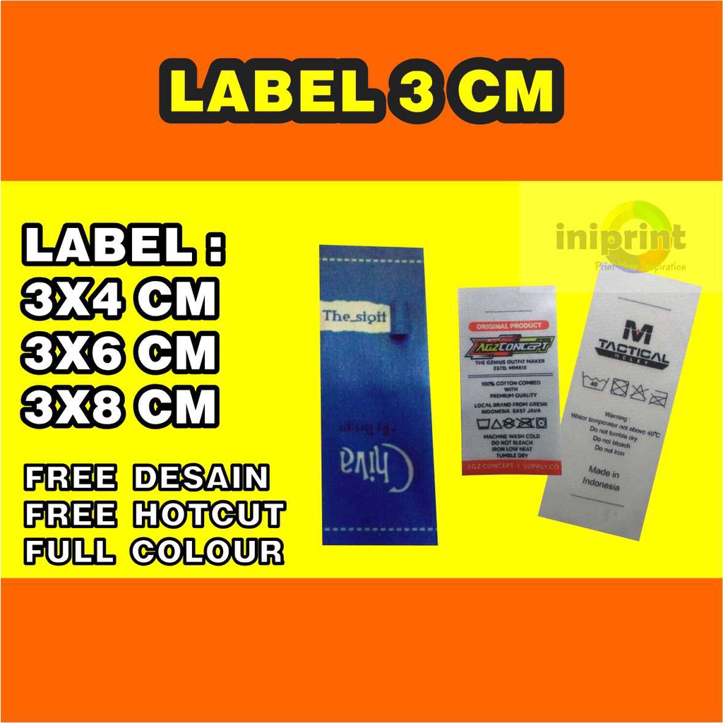 Jual Label Baju Satin 3x3cm, 3x4cm, 3x6cm dan 3x8cm / Label Kaos ...