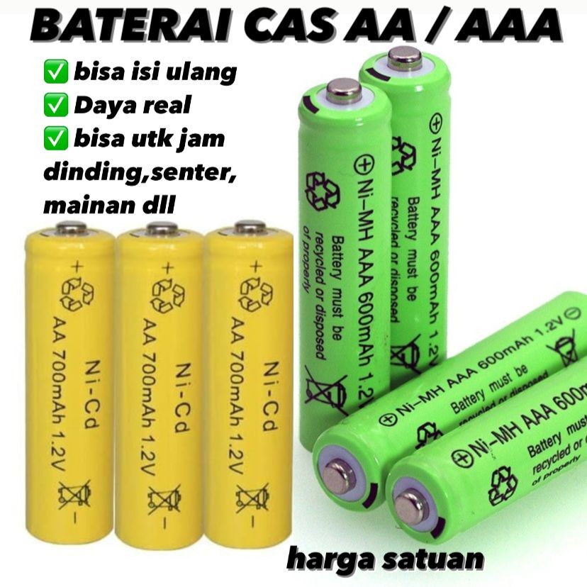 Jual Battery Baterai AA 700mah / AAA 600mah Nicd Rechargeable | Shopee ...
